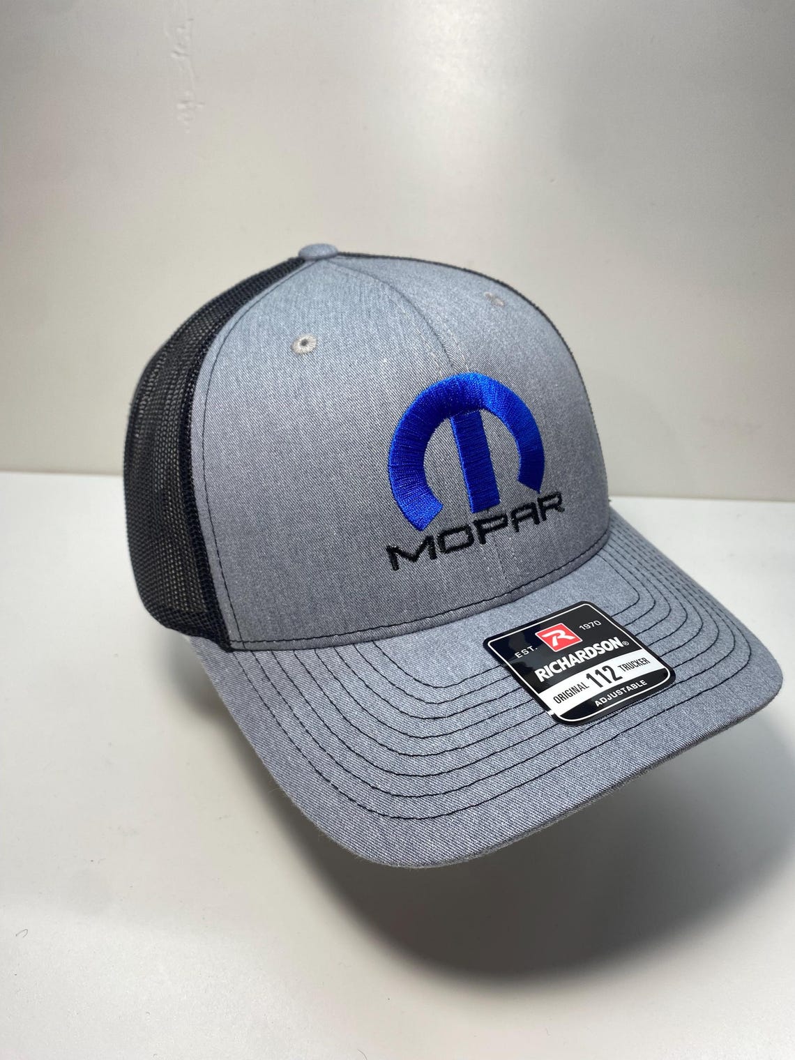 Mopar Logo Dodge Hat, Centered Logo, Blue M, Black Text, Richardson 112 ...