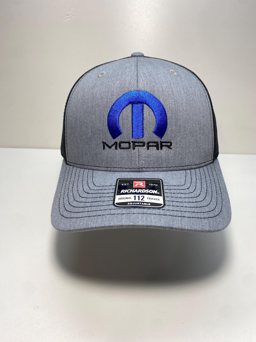 Mopar Logo Dodge Hat, Centered Logo, Blue M, Black Text, Richardson 112 ...