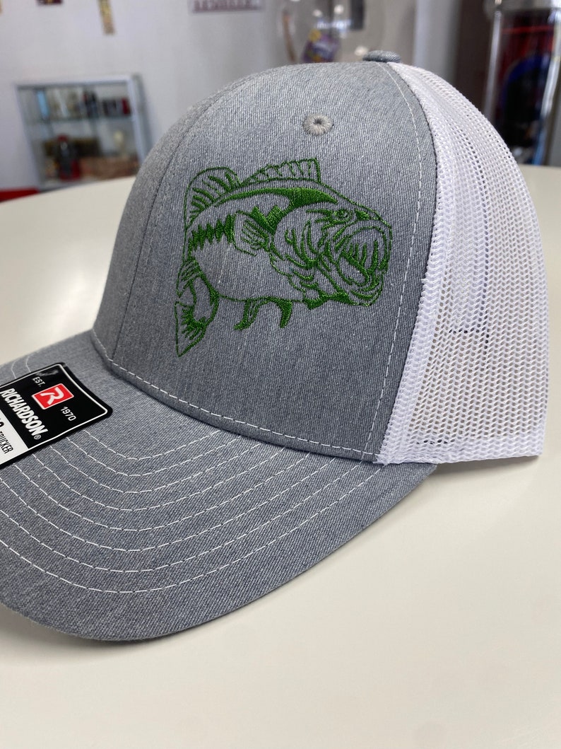 Bass Outline, Fishing Enthusiast Hat, Custom Embroidery. - Etsy