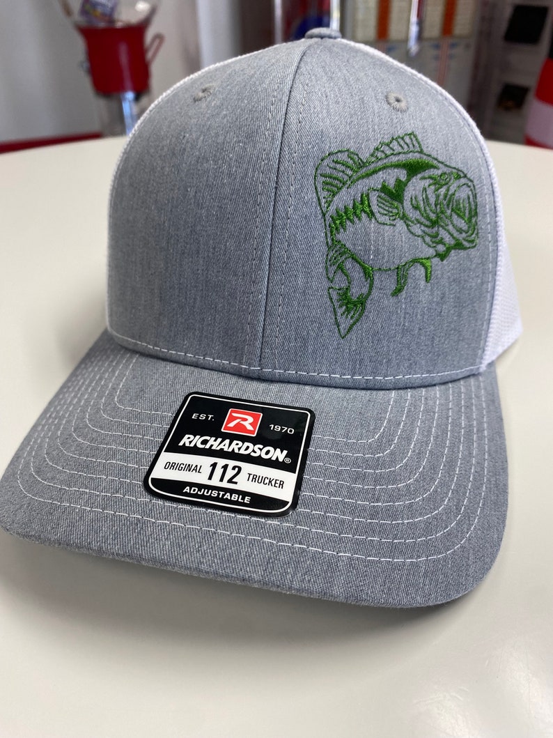 Bass Outline, Fishing Enthusiast Hat, Custom Embroidery. - Etsy