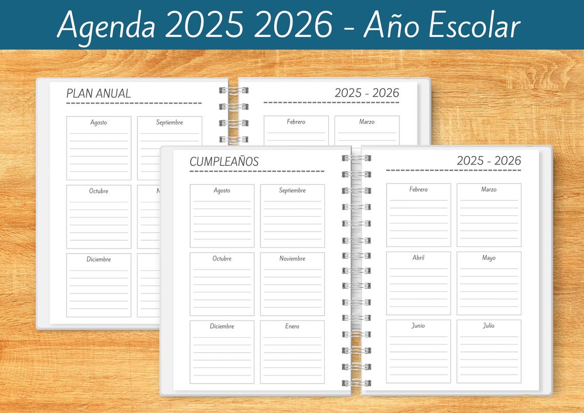 Agenda 2025 2026 Diaria - Año Escolar - Imprimible - Agosto a Julio ...