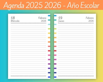 Agenda 2025 2026 Diaria - Año Escolar - Imprimible - Agosto a Julio ...