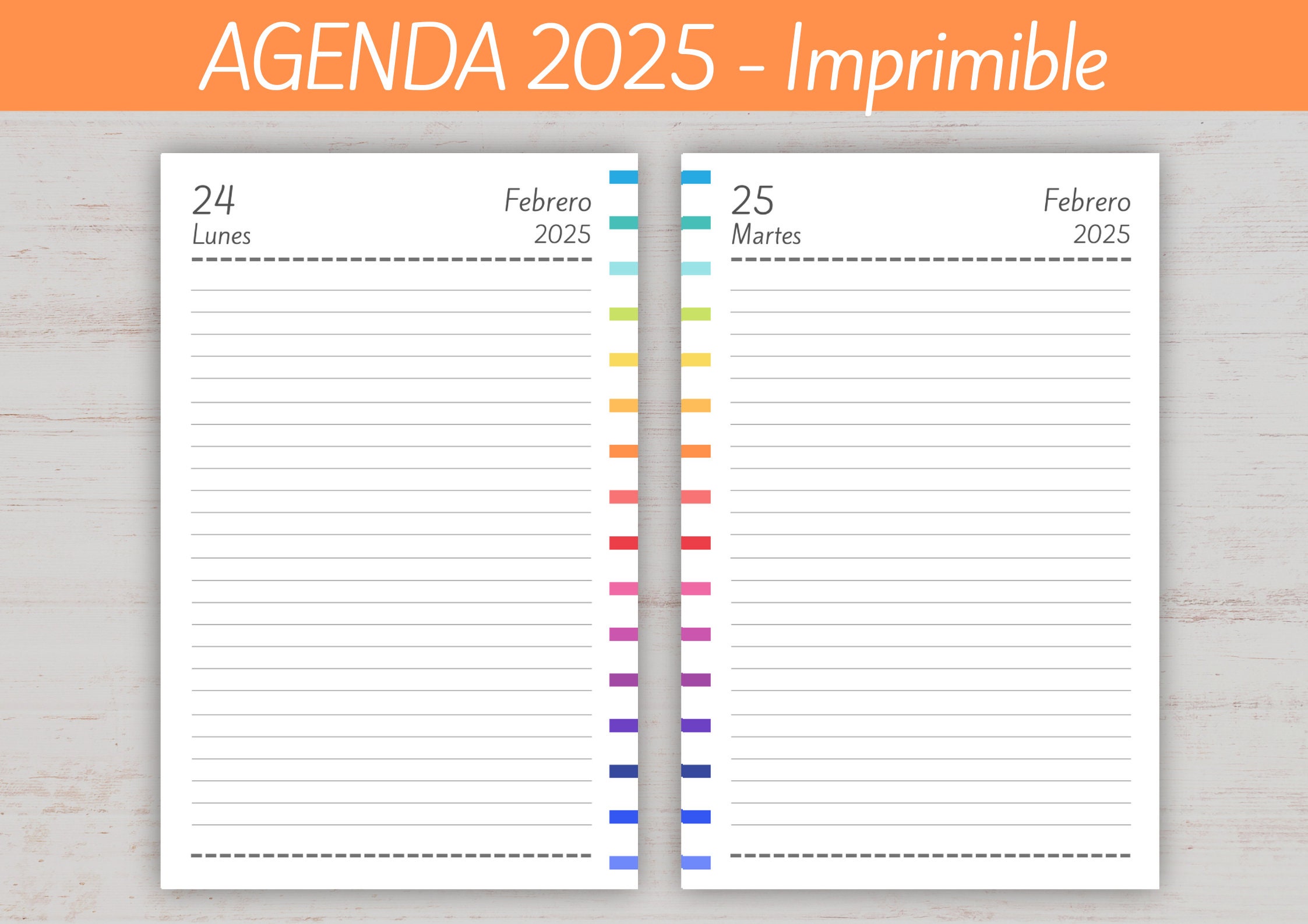 Agenda 2025 para imprimir Diaria Un dia por pagina Planeadores ...