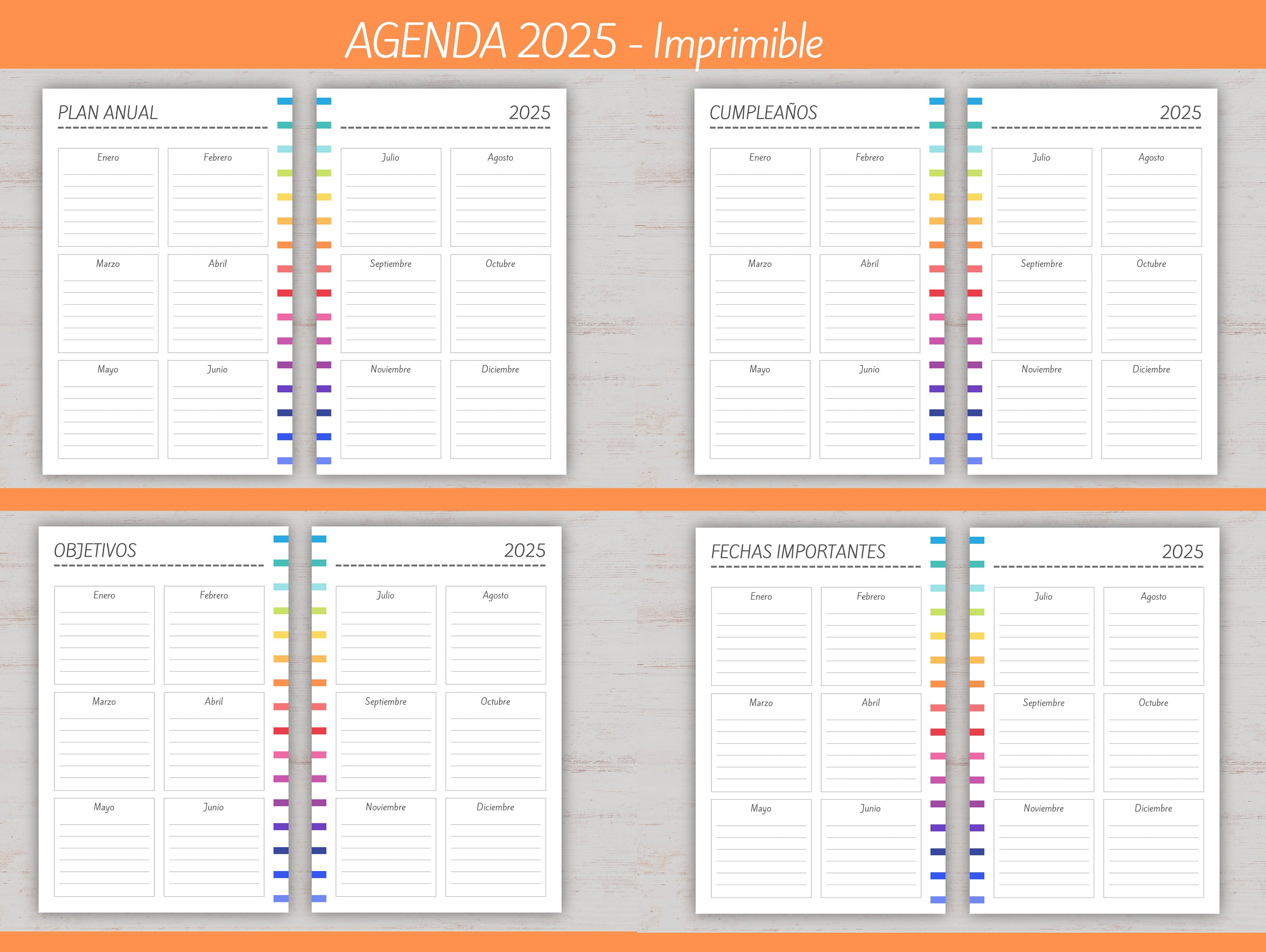 Agenda 2025 para imprimir - Diaria - Un dia por pagina - Planeadores Mensuales - Gastos - Notas ...