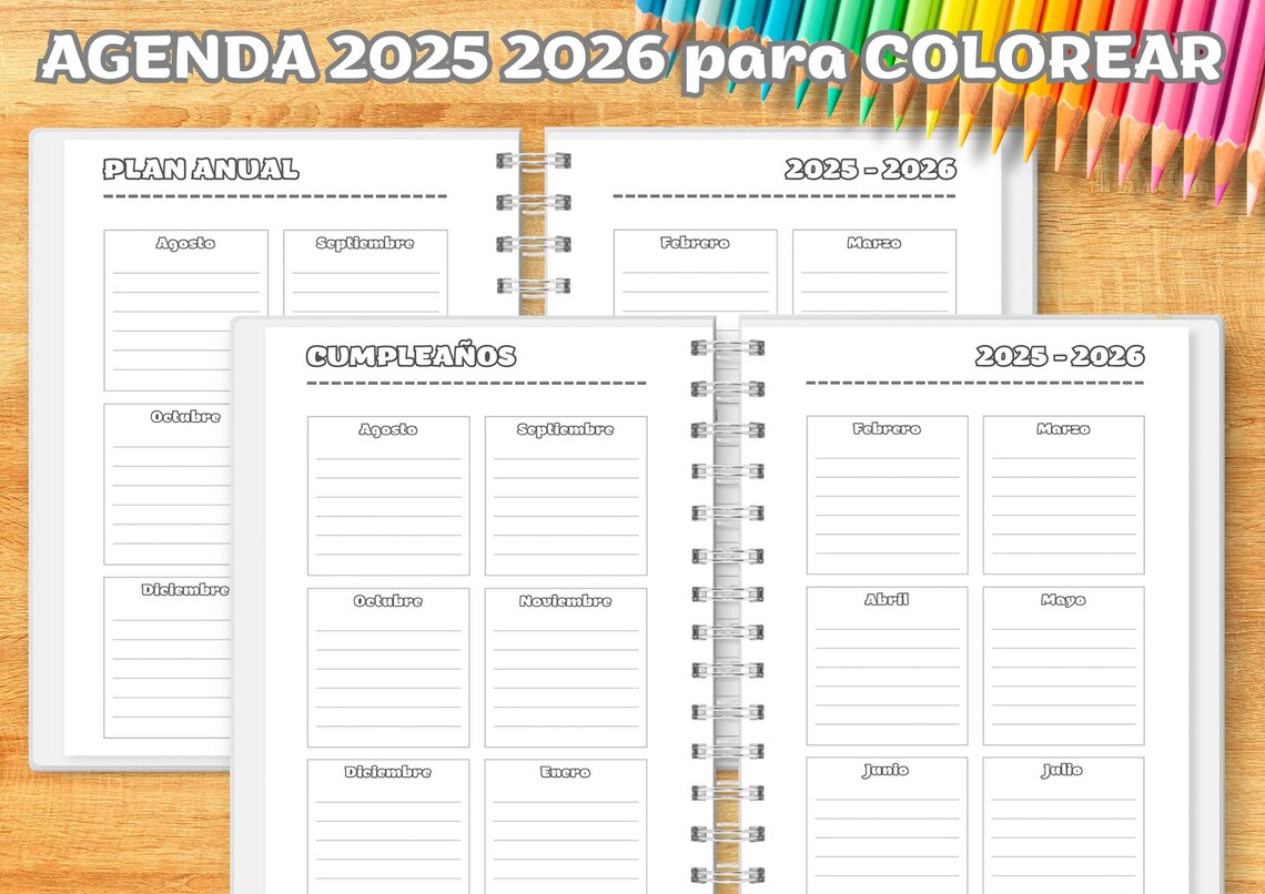 Agenda 2025 2026 - Año Escolar - para Colorear - para imprimir ...