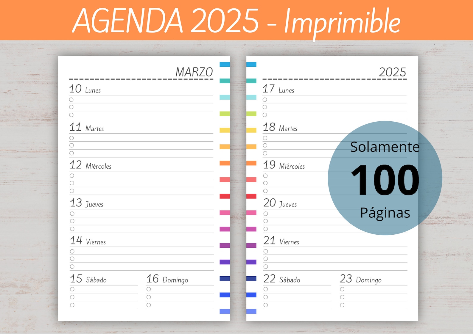 Agenda 2025 para imprimir - 7 dias por pagina - Planeadores Mensuales - Gastos - Notas ...