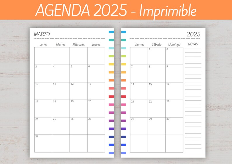 Agenda 2025 para imprimir - Semanal - Meses separados - Planeadores ...