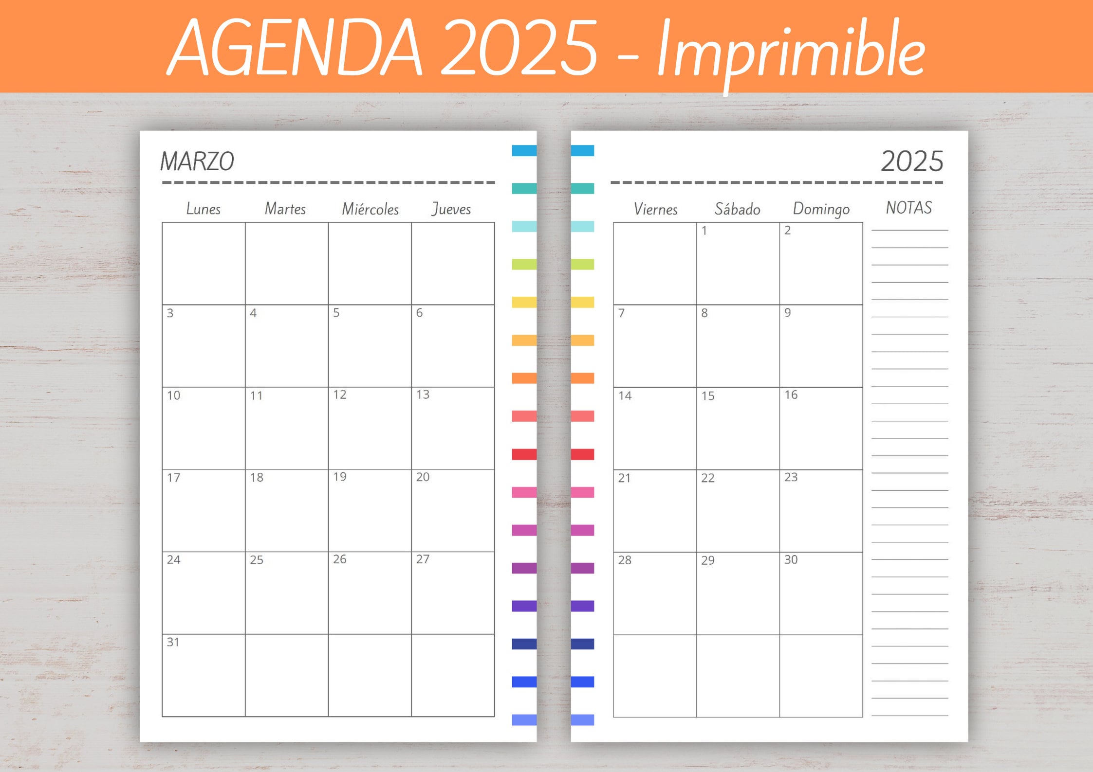 Agenda 2025 para imprimir - Semanal - Meses separados - Planeadores Mensuales - Gastos - Notas ...
