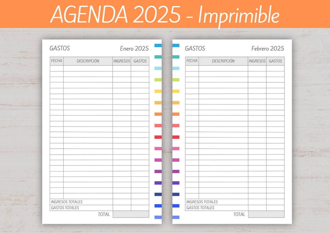 Agenda 2025 para imprimir - Diaria - Un dia por pagina - Planeadores Mensuales - Gastos - Notas ...