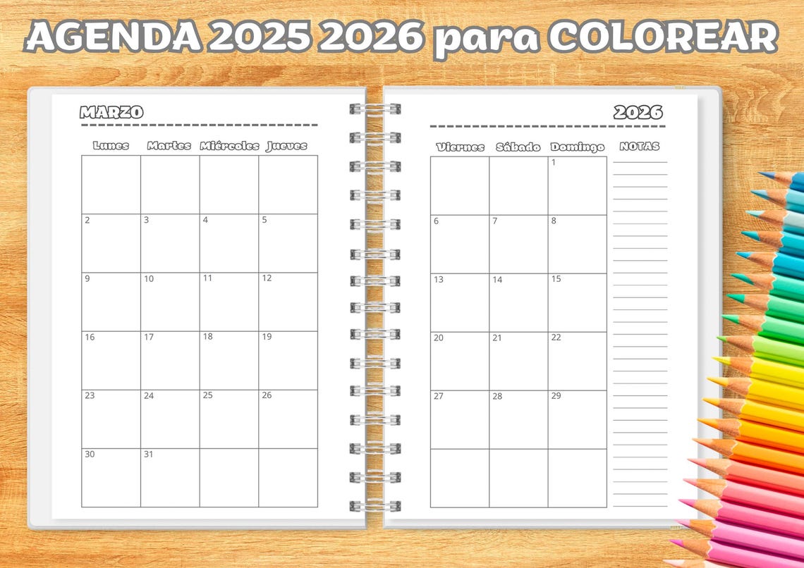 Agenda 2025 2026 - Año Escolar - para Colorear - para imprimir ...