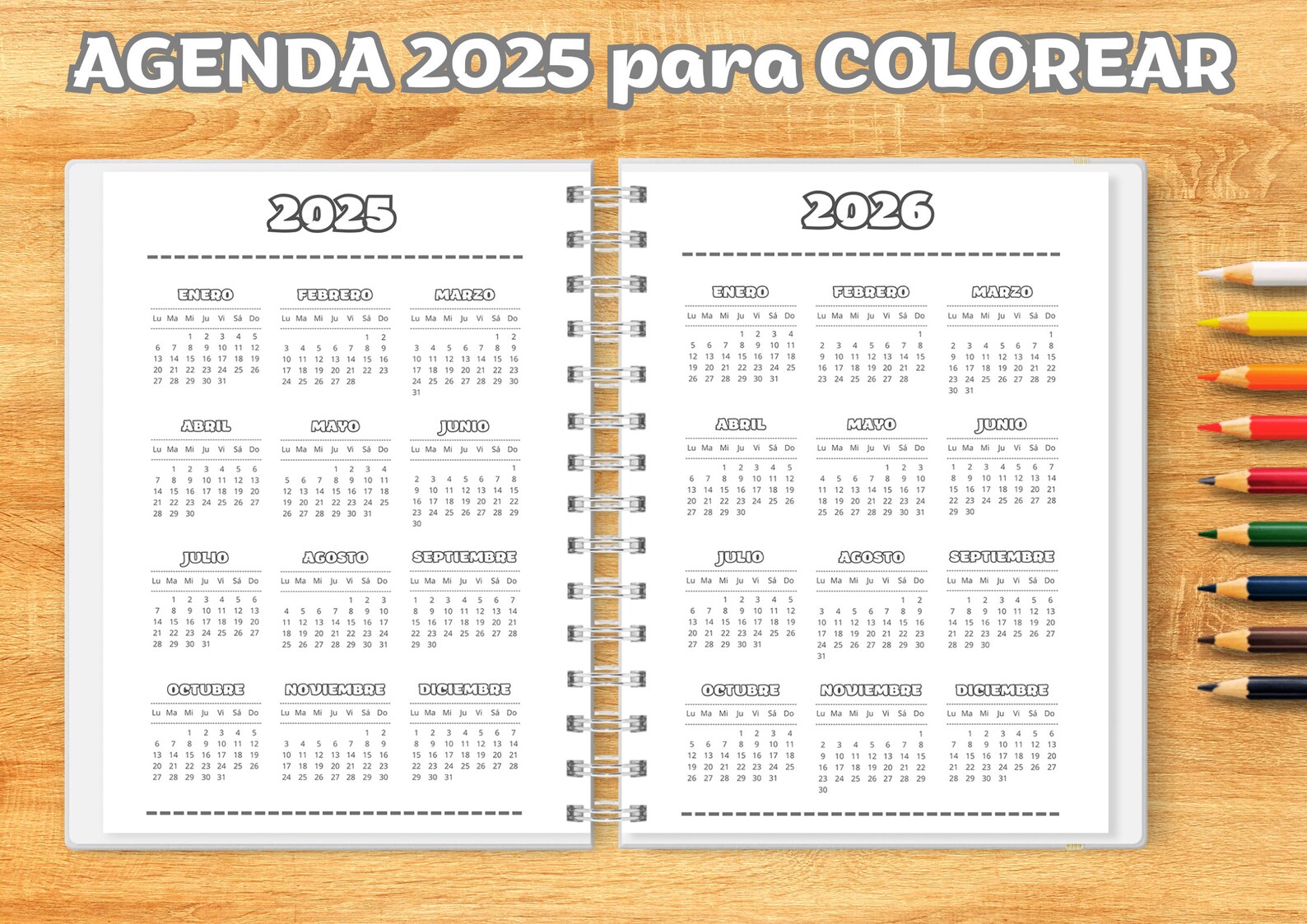 Agenda 2025 para Colorear - Imprimible - Semanal - Planeadores ...