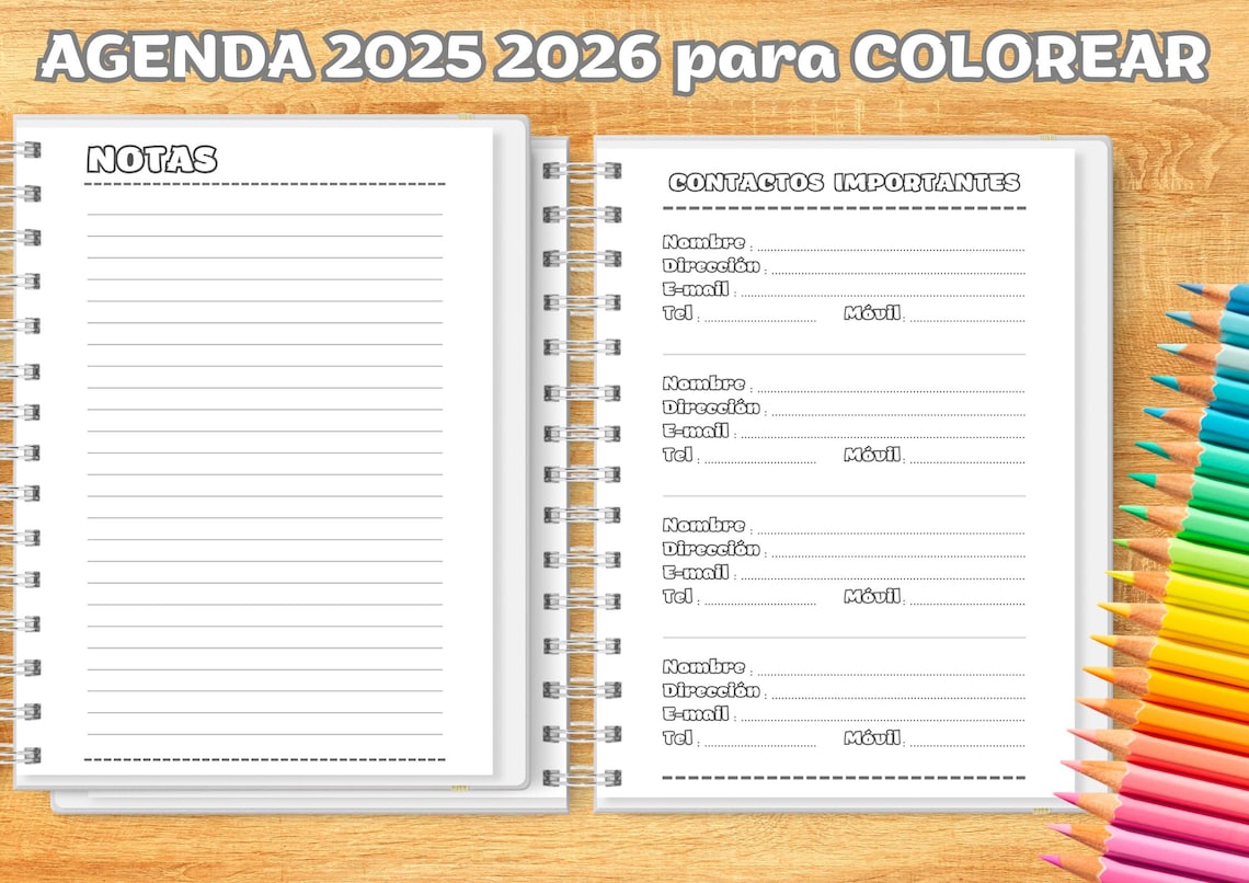 Agenda 2025 2026 - Año Escolar - para Colorear - para imprimir ...