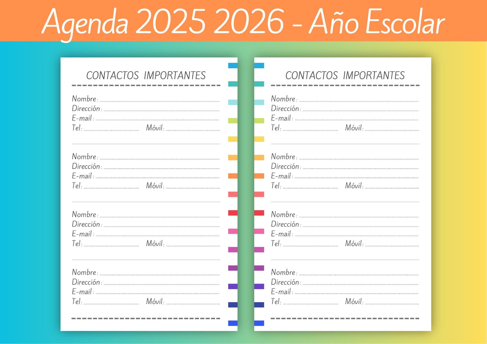 Agenda 2025 2026 - Año Escolar - para imprimir - Semanal - Meses ...
