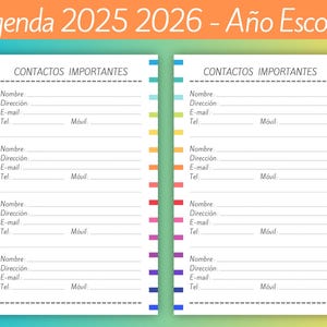 Agenda 2025 2026 - Año Escolar - para imprimir - Semanal - Meses ...