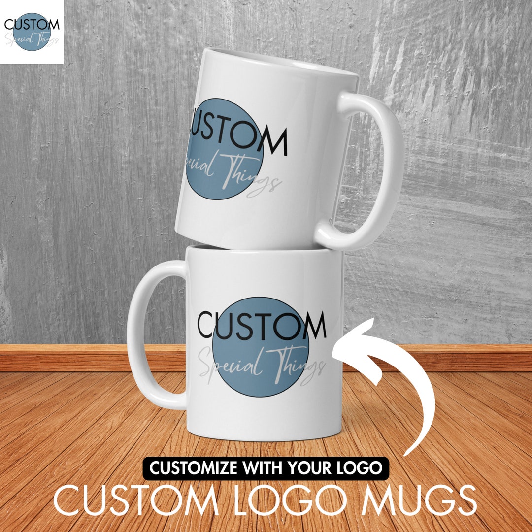 CUSTOM LOGO MUGS. Glossy White Ceramic Mug/tea Cup - Etsy