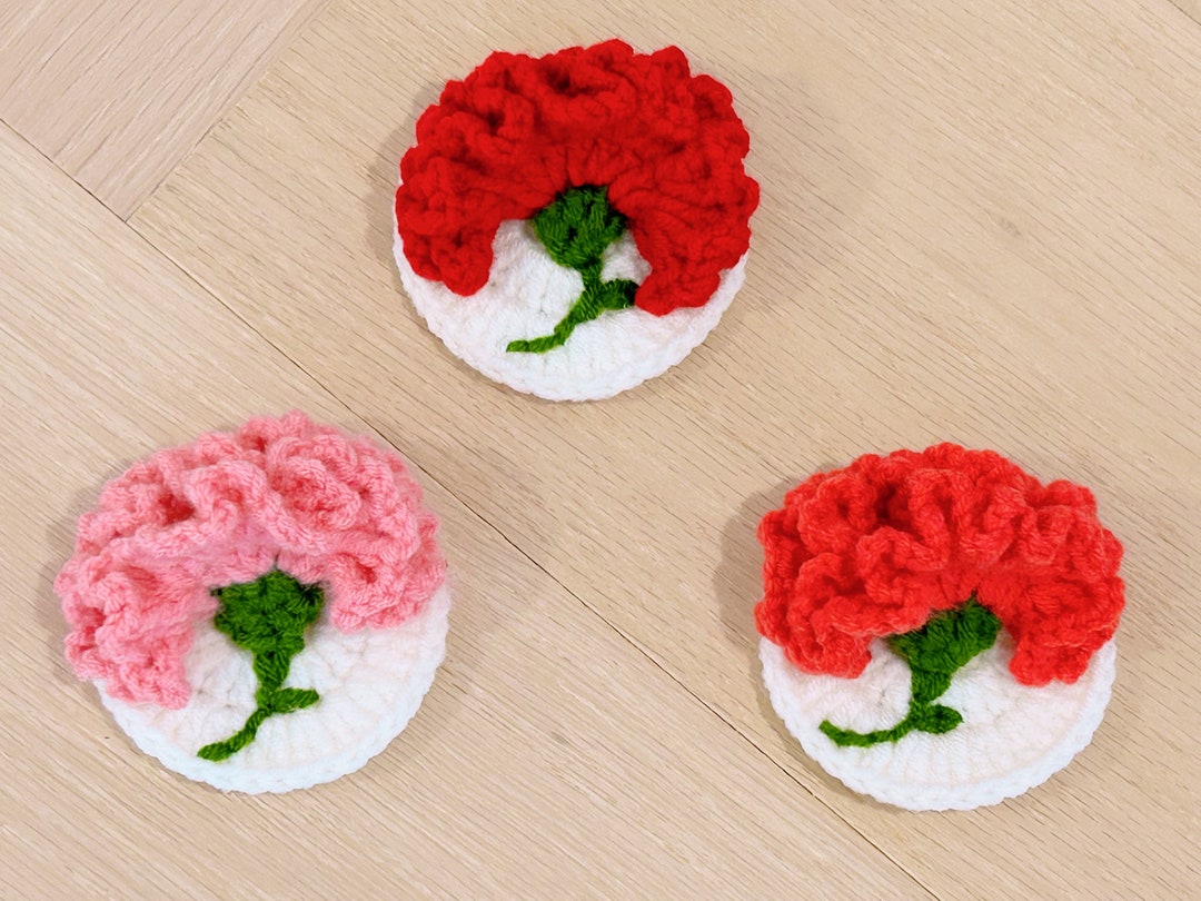 3D Crochet Carnation Brooch Mother's Day Gift Gift for Mom Gift for ...