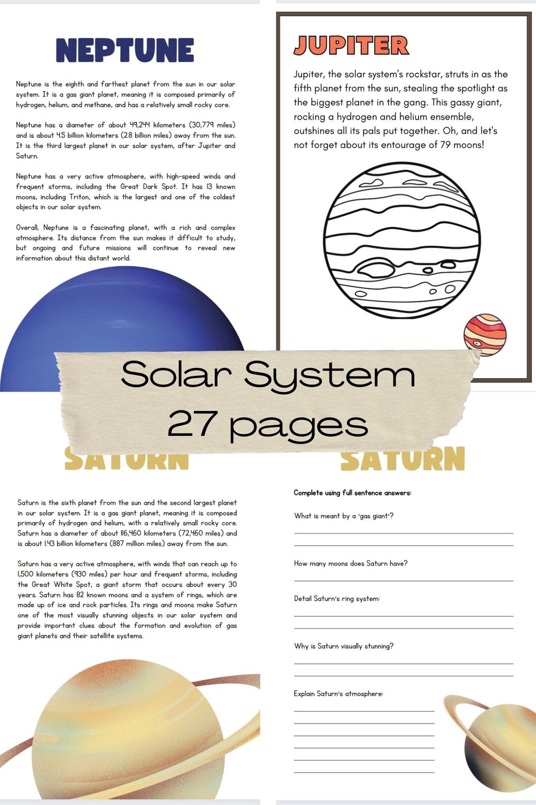 Solar System Packet - Etsy