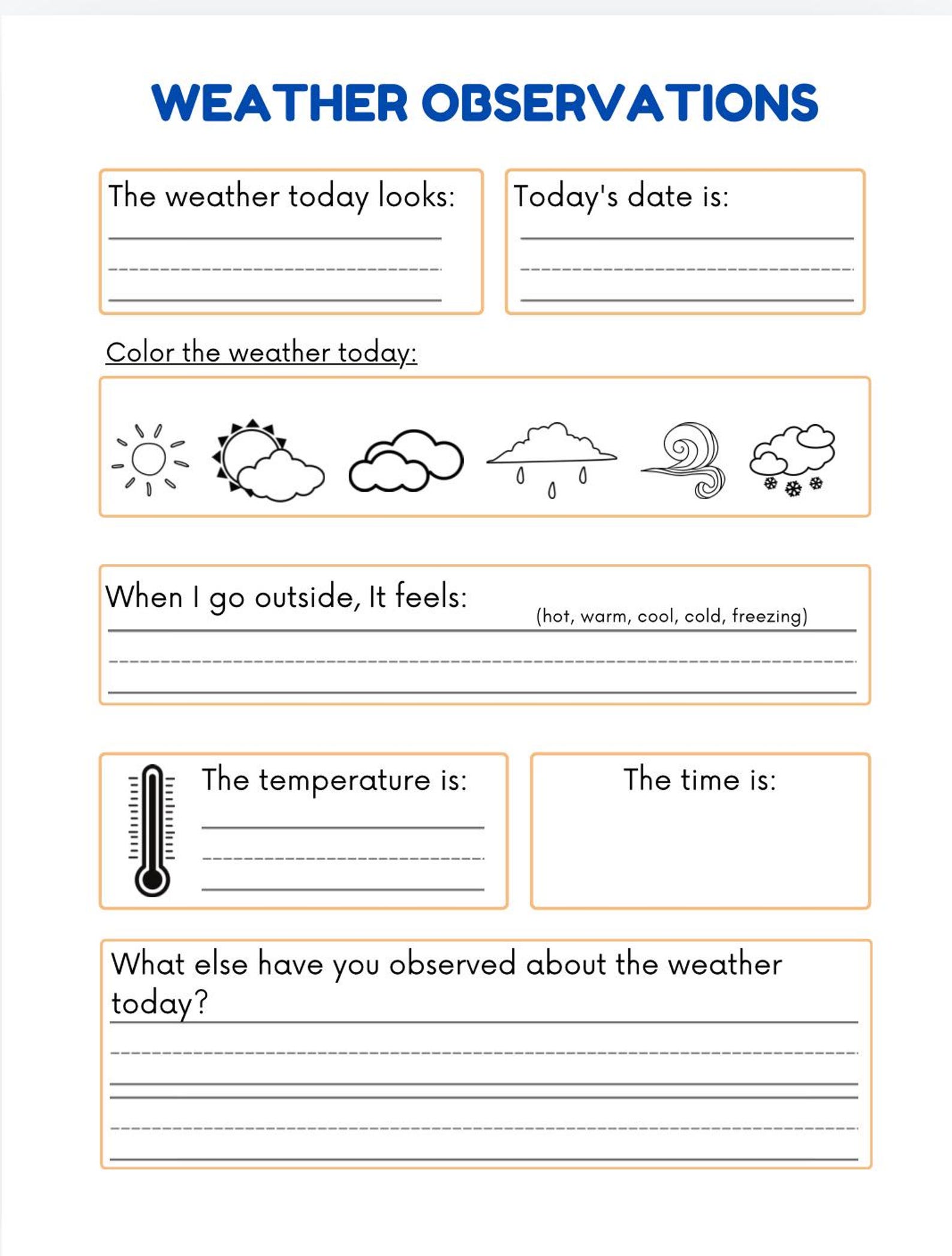 Elementary Weather Unit Packet - Etsy
