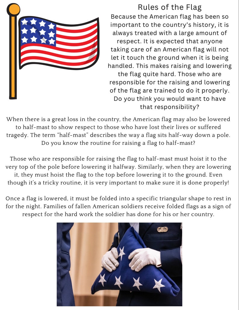 Lesson for Flag Day - Etsy