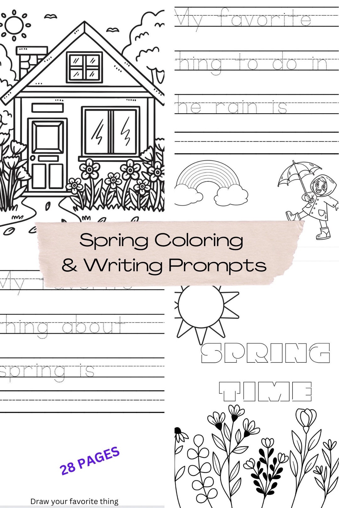 Spring Coloring Sheets and Writing Prompts - Etsy
