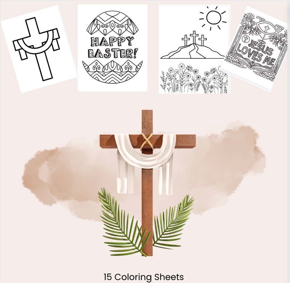 Christian Easter Coloring Sheets - Etsy