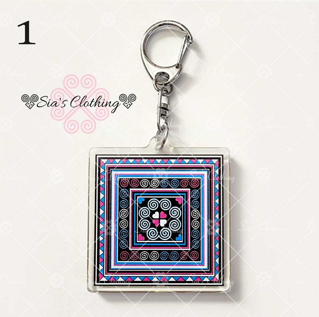 Hmong Keychain Paj Ntaub Hmong Colorful Hmoob Charm Love Keychain ...