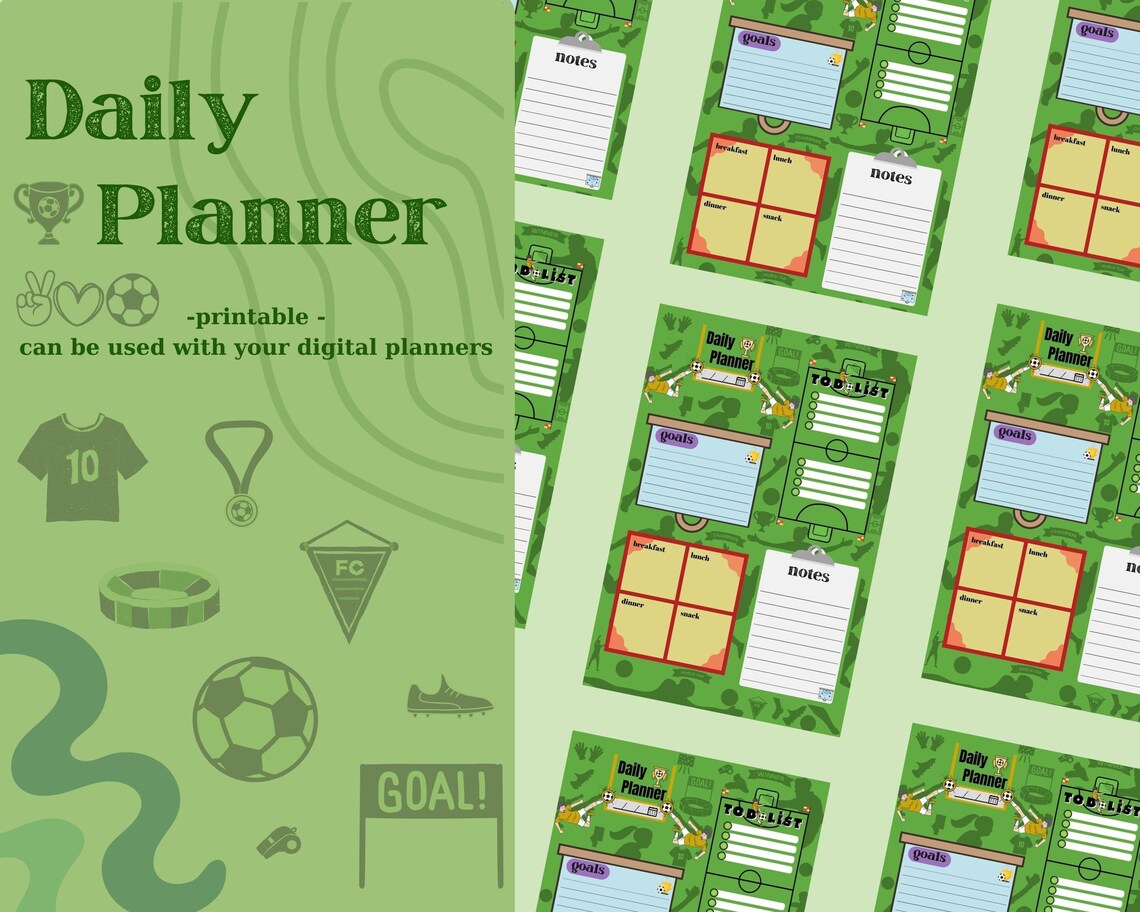Soccer Digital Planner Printable Planner Daily Jornal for - Etsy