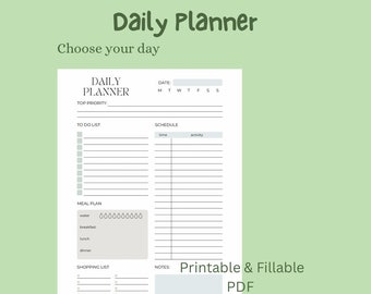 Minimalist Daily Planner Printable, Daily to Do List for Work/home ...