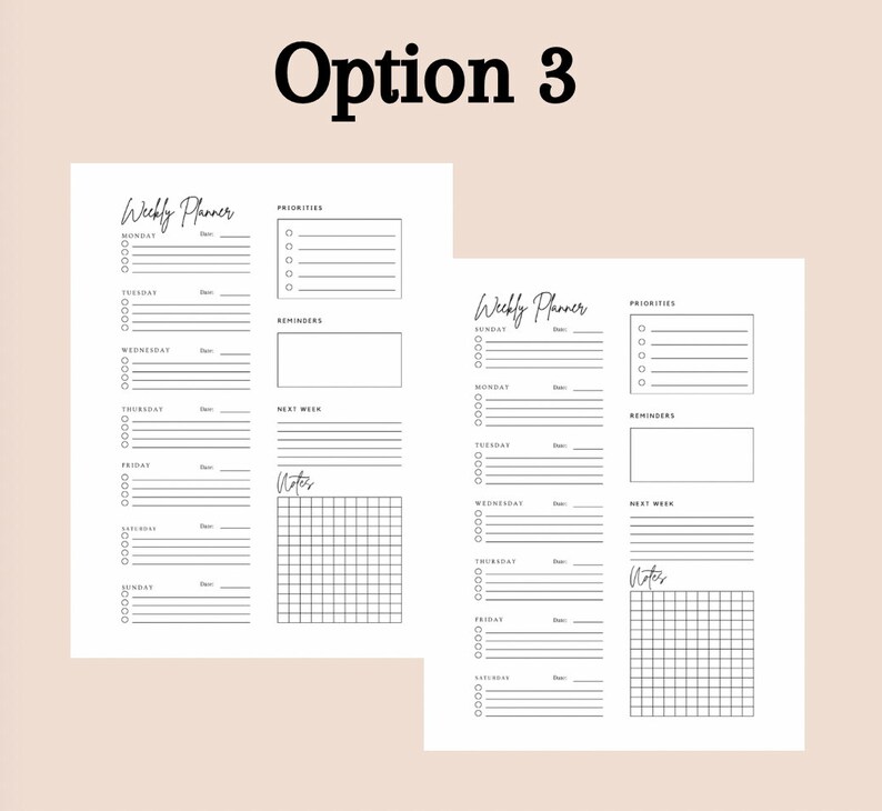 Weekly Planner Printable to Do List, Minimal Weekly Schedule, Weekly ...