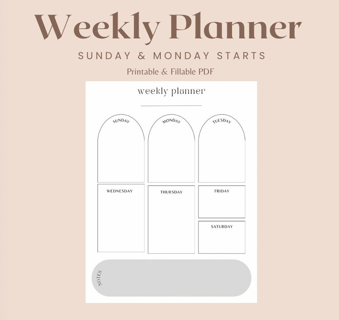 Weekly Planner Printable to Do List, Minimal Weekly Schedule, Weekly ...