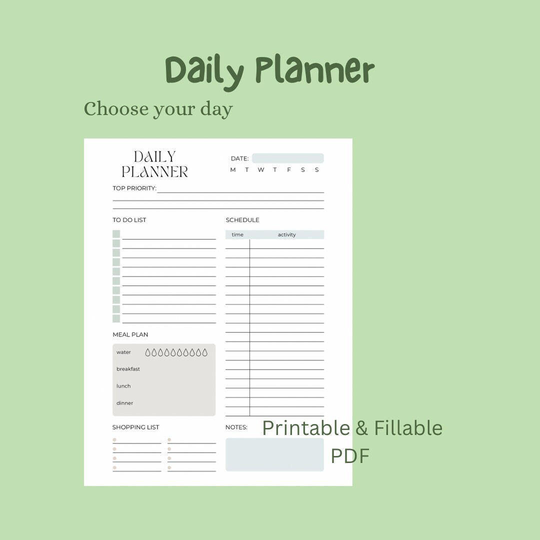 Minimalist Daily Planner Printable, Daily to Do List for Work/home ...