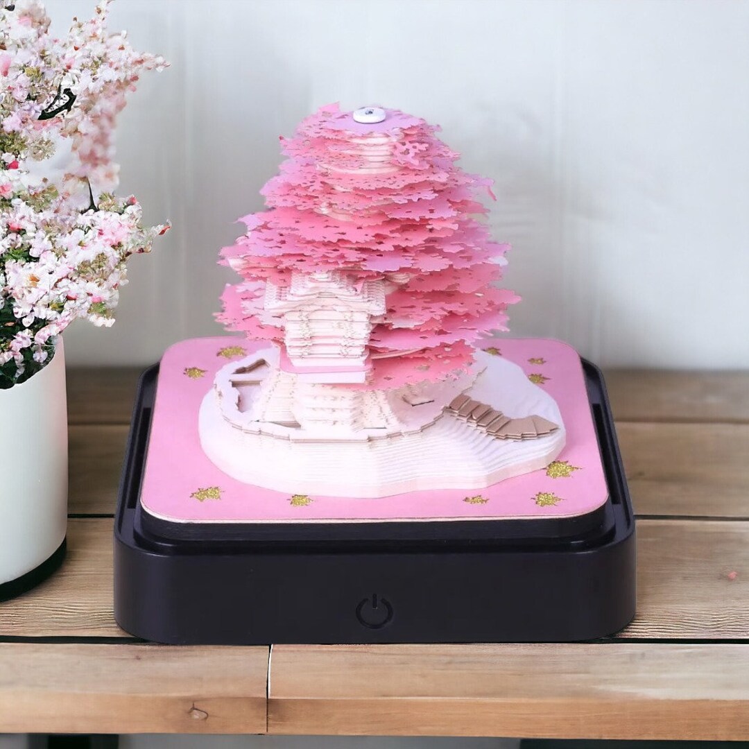 Omoshiroi LED Sakura Tree Calendar 2024 3d Desk Calendar - Etsy