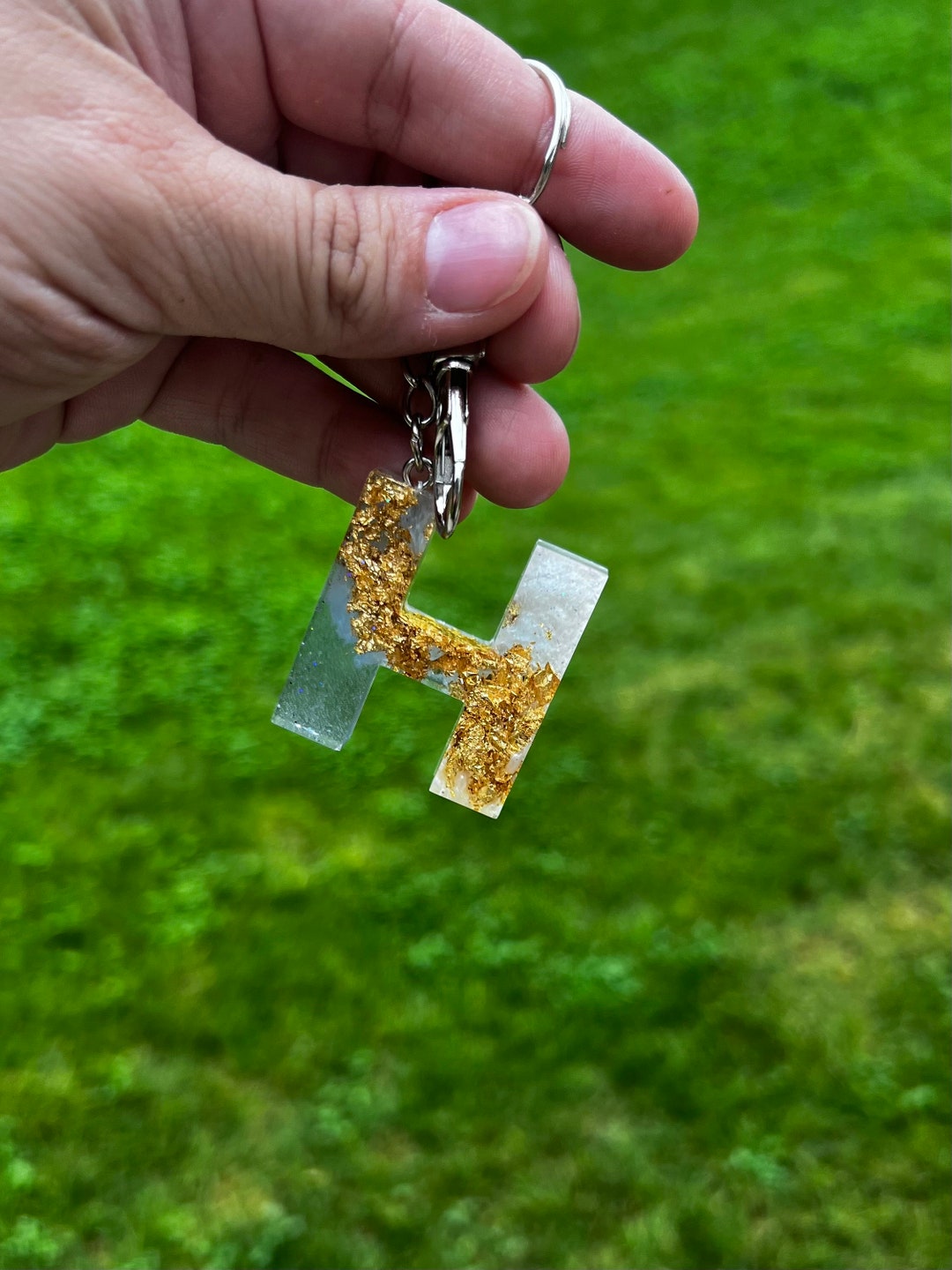 Personalized Keychain Beautiful Design White Marble & Gold - Etsy
