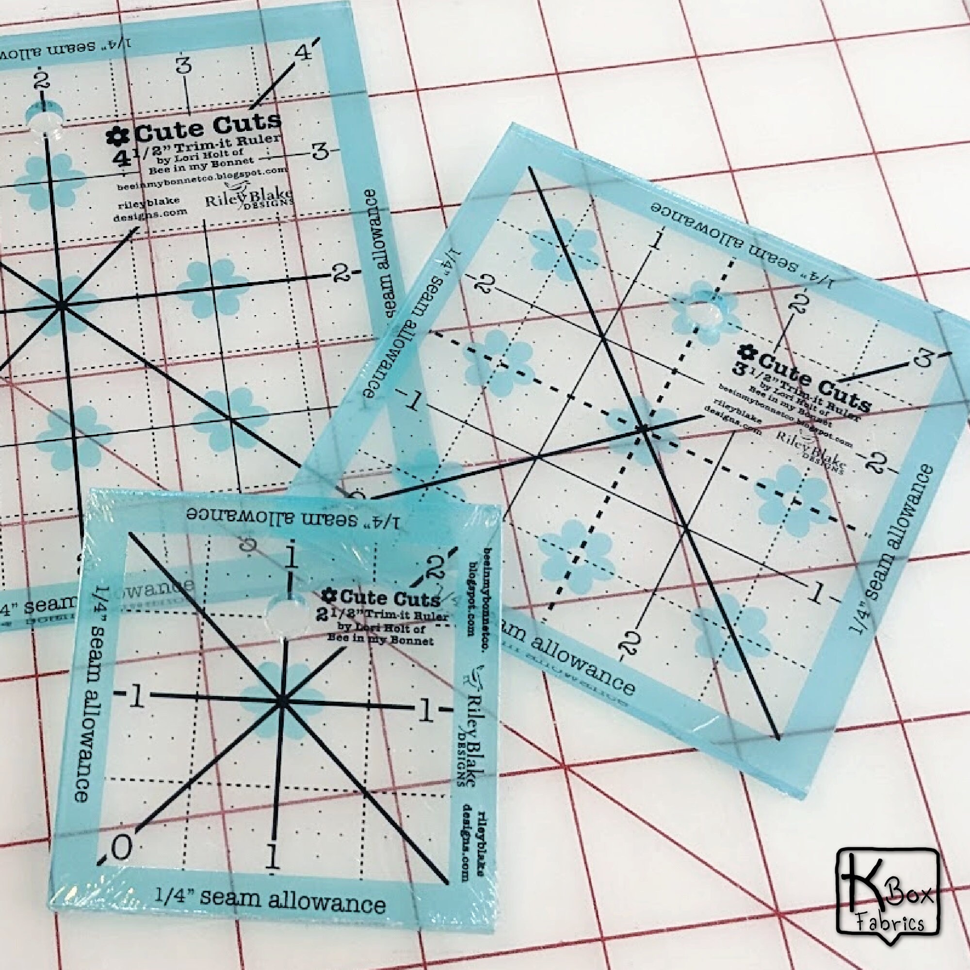 Quilting Ruler Square Set Blue Cute Cuts Trim-it Collection 5 Sizes of ...