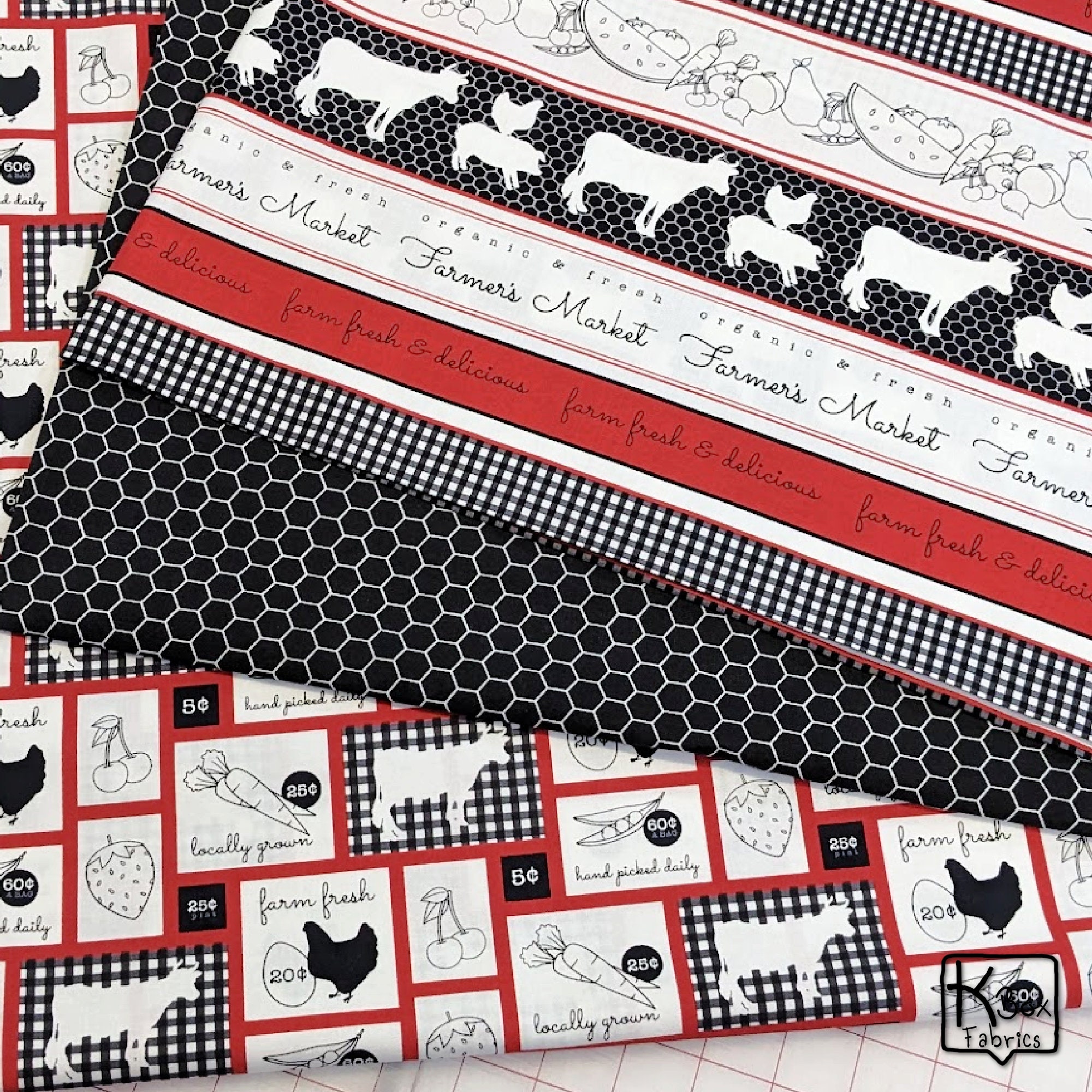 3 Yards and 1 Panel Bundle Farm Animals & Farmer's Market Veggies ...