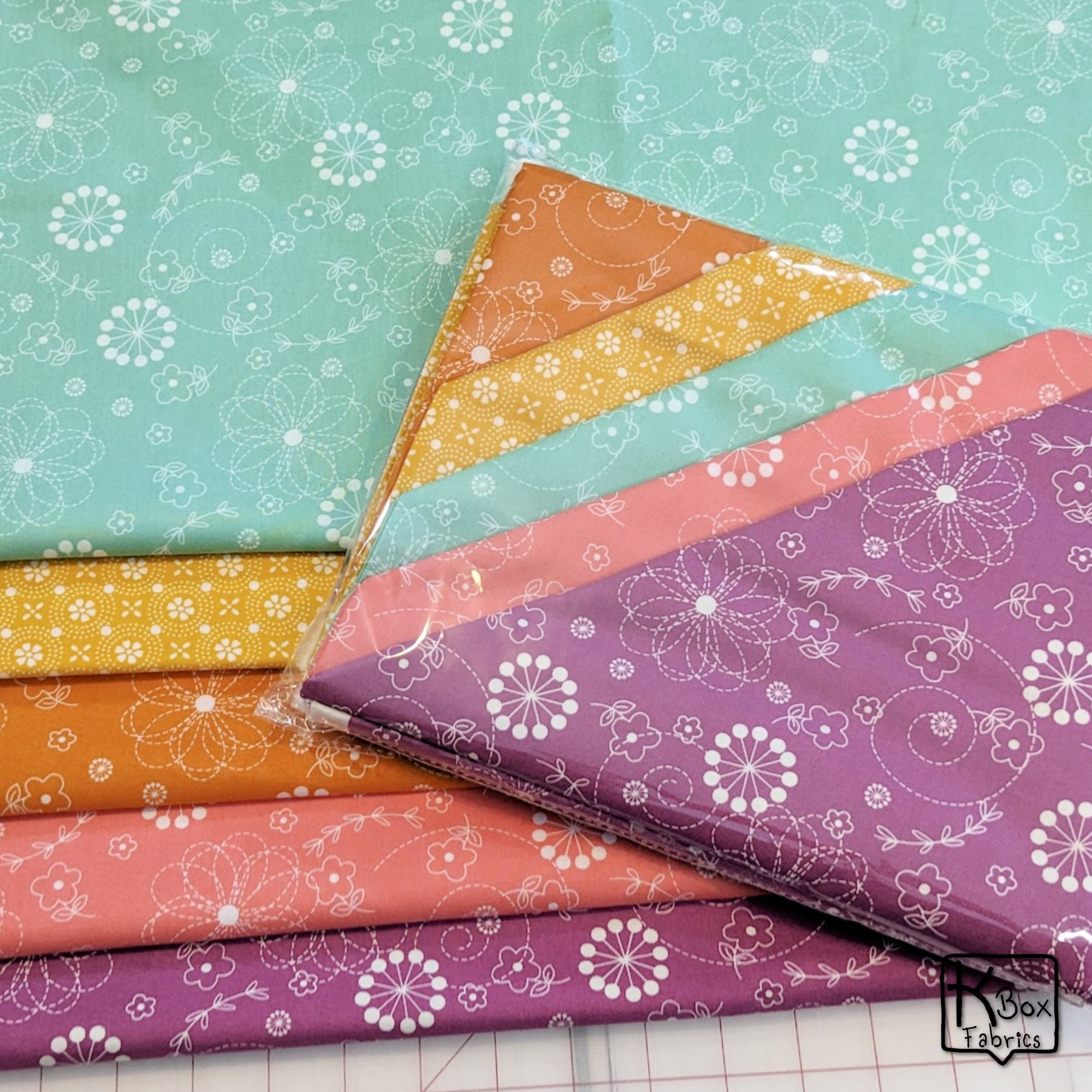 5 Yards Fabric Pack Kimberbell Basics Rainbow Colors Purple Pink Orange ...