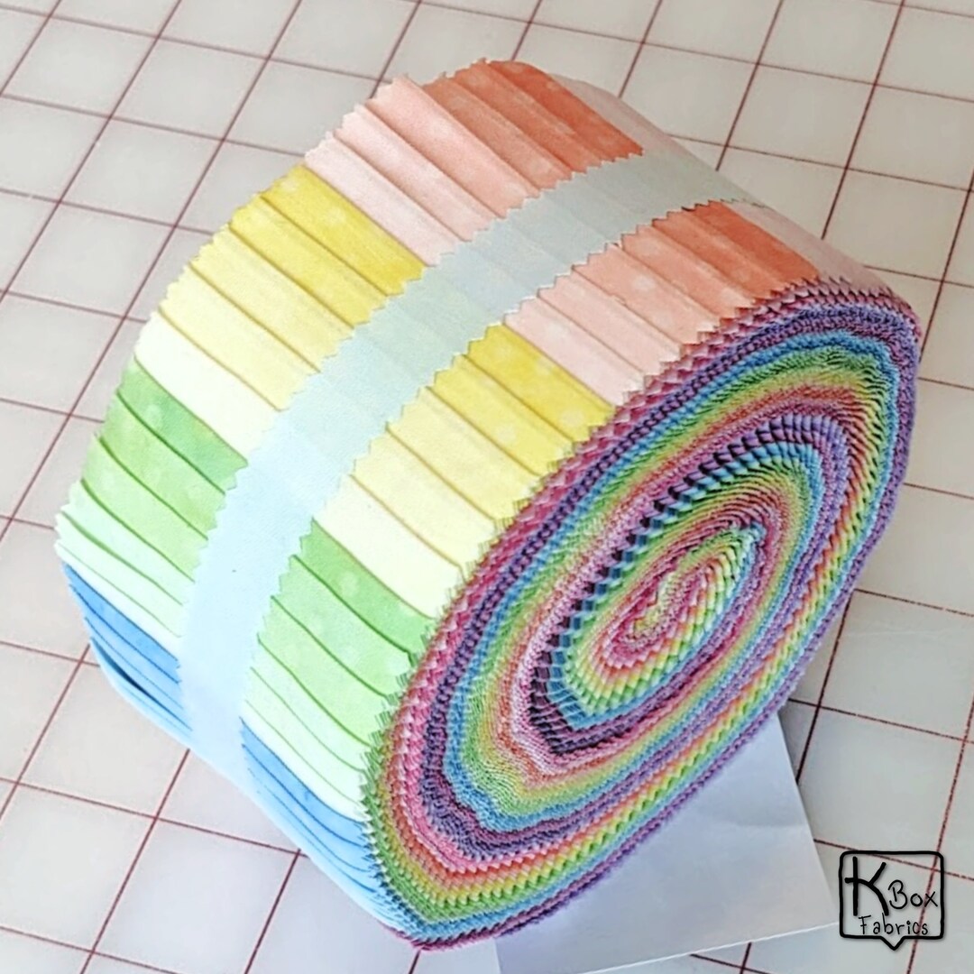 2 1/2 Fabric Strips Roll Pastel Rainbow Dots Java Batiks Collection ...