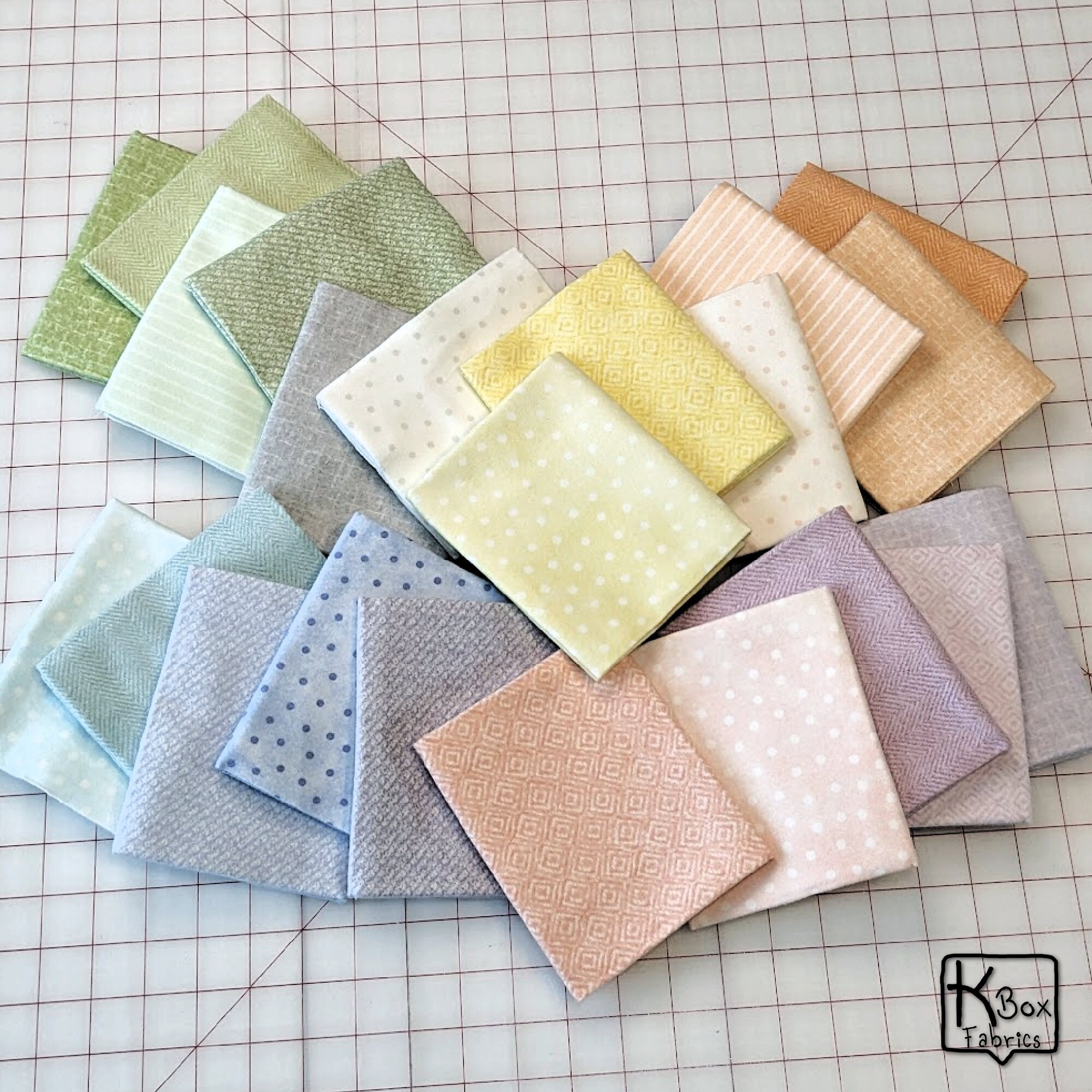 Fat Quarter Bundle 22 Pieces Flannel Pastel Rainbow Color Little ...