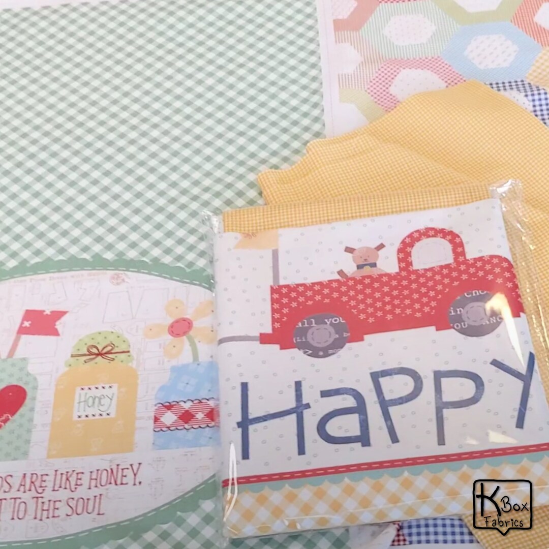1 Yard and 1 Big Panel Bundle Bee Happy Dish Towel Panel Fabric Kit Fun ...
