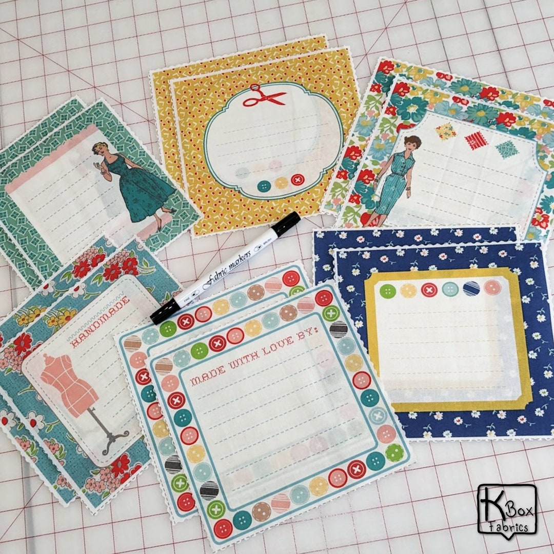 Quilt Fabric Label Set 12 Tags 6 Different Designs With Black Permanent ...