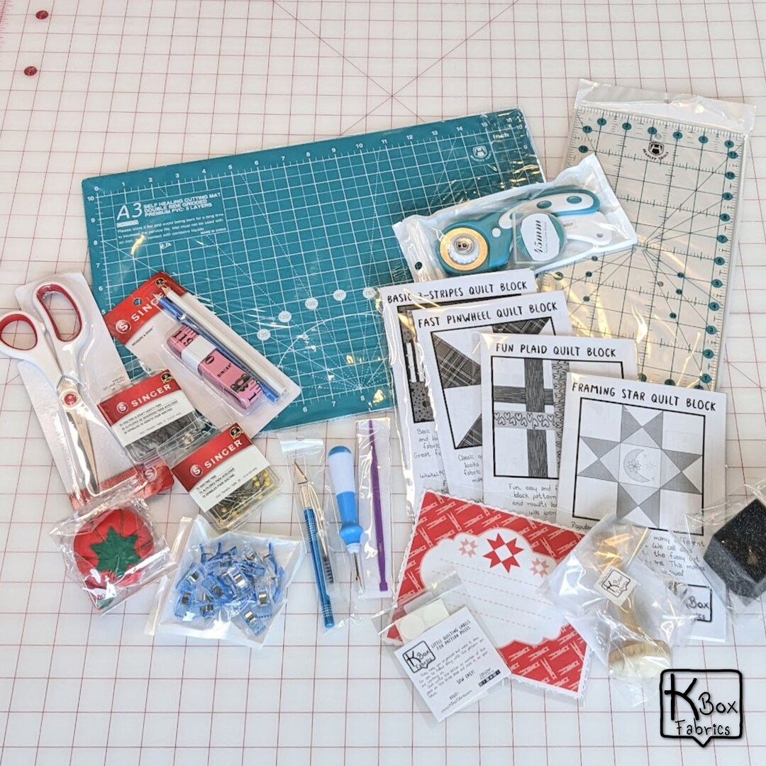 Quilting Notions Kit Aqua Blue Essential Tools for Quilting Cutting Mat ...
