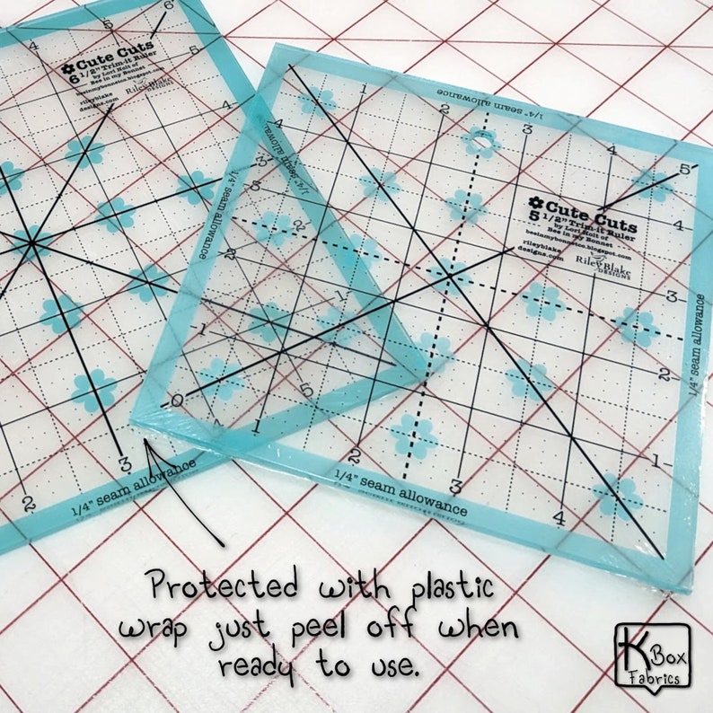 Quilting Ruler Square Set Blue Cute Cuts Trim-it Collection 5 Sizes of ...