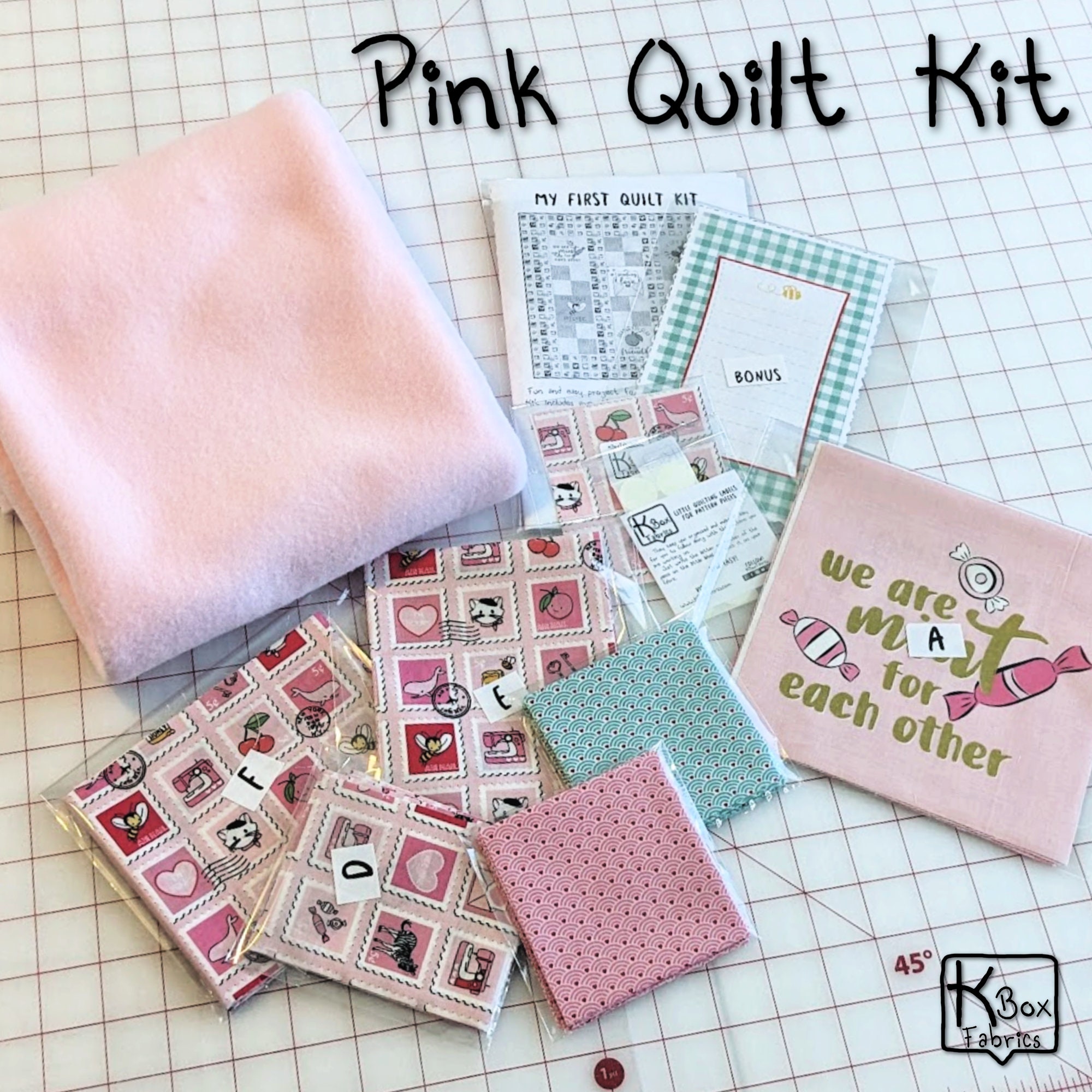 Easy Quilt Kit Precut Ready to Sew Cotton Fabric and Soft Fleece ...