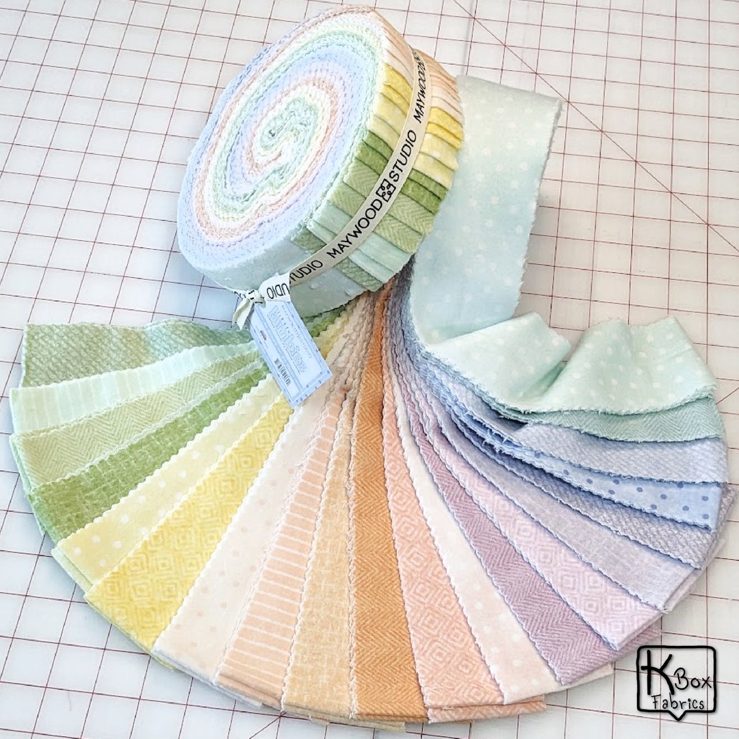 2 1/2 Fabric Strips Roll Pastel Soft Flannel Rainbow Little Lambies ...