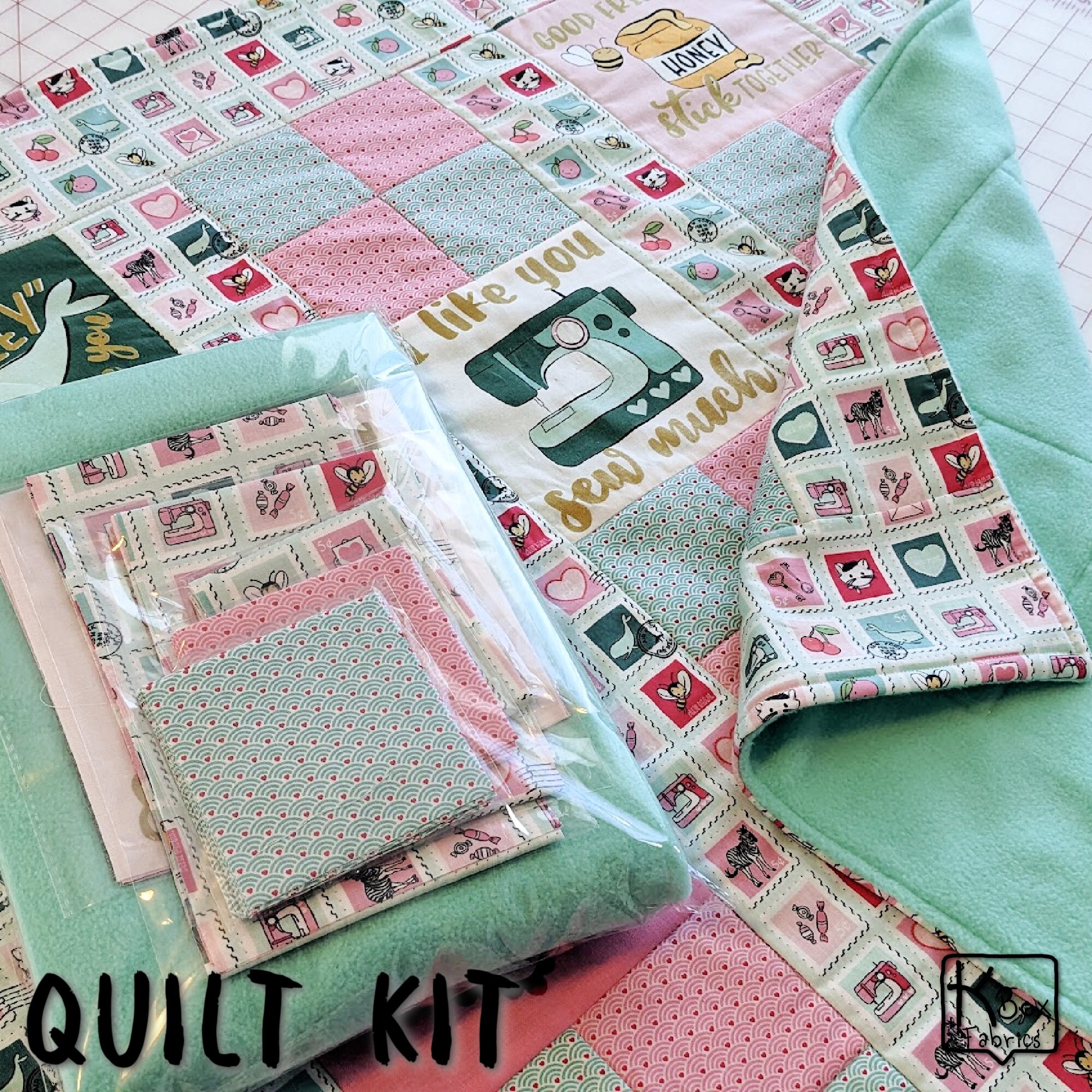 Easy Quilt Kit Precut Ready to Sew Cotton Fabric and Soft Fleece ...
