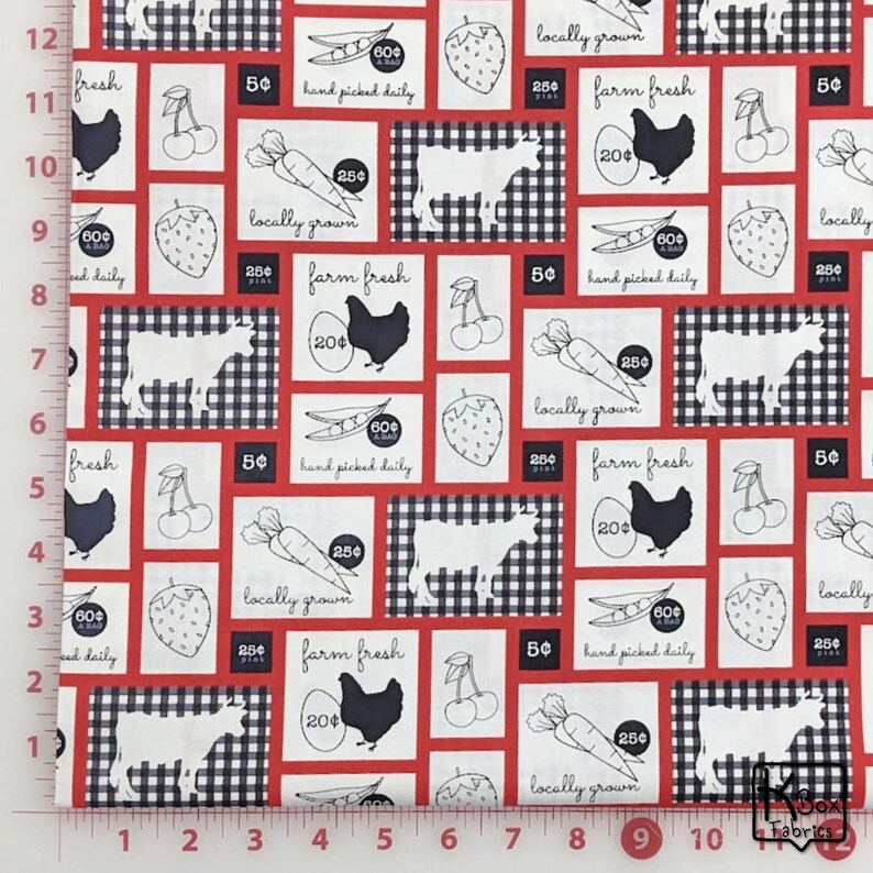 3 Yards and 1 Panel Bundle Farm Animals & Farmer's Market Veggies ...