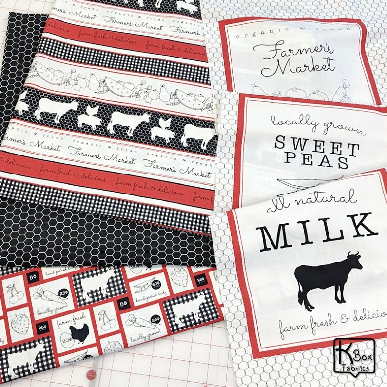 3 Yards and 1 Panel Bundle Farm Animals & Farmer's Market Veggies ...