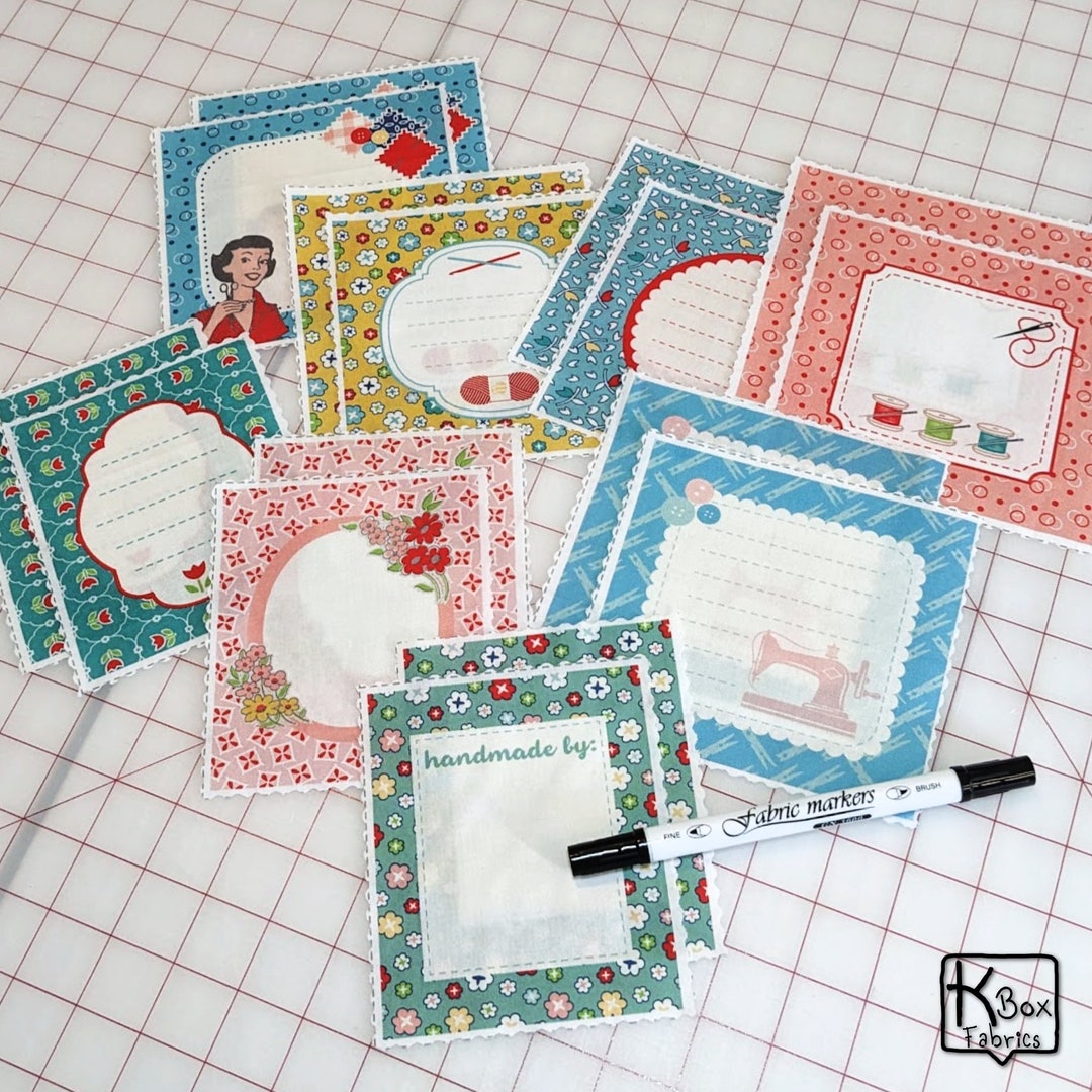 Quilt Fabric Label Set 16 Tags 8 Different Designs With Black Permanent ...