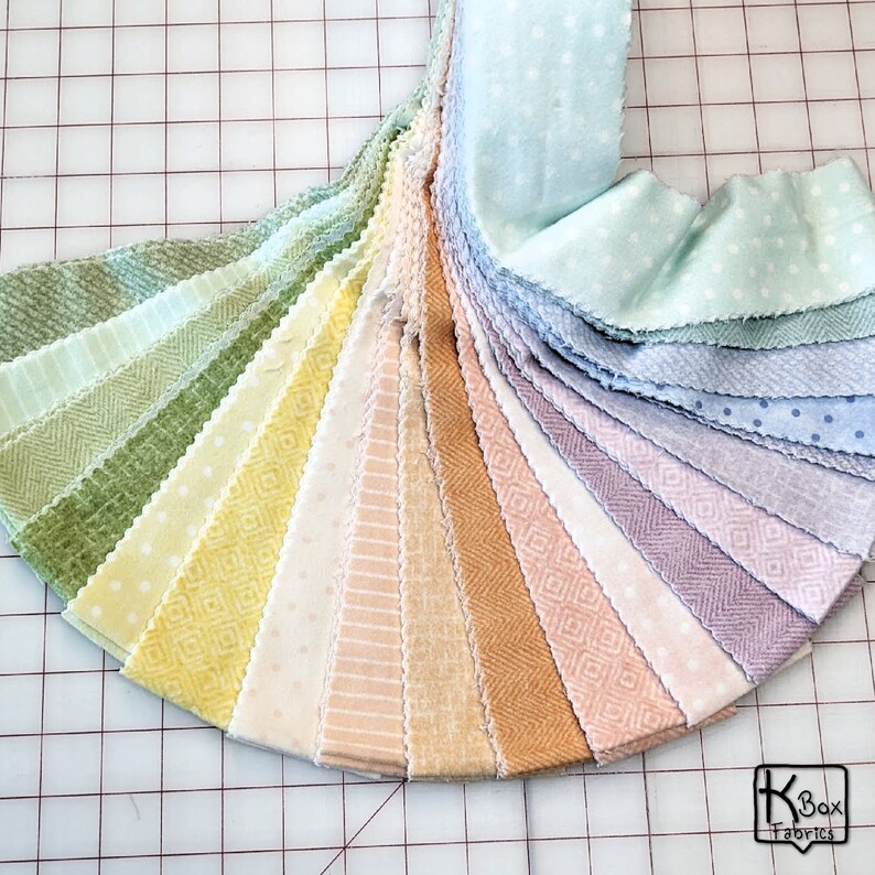 2 1/2 Fabric Strips Roll Pastel Soft Flannel Rainbow Little Lambies ...
