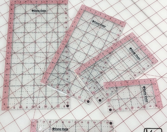 Quilting Ruler Rectangle Set Pink Cute Cuts Collection 5 Sizes of Non ...